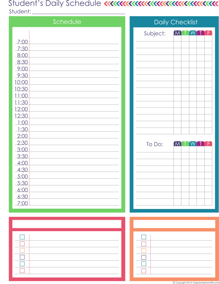 Printable Daily Student Planner Shop Fresh