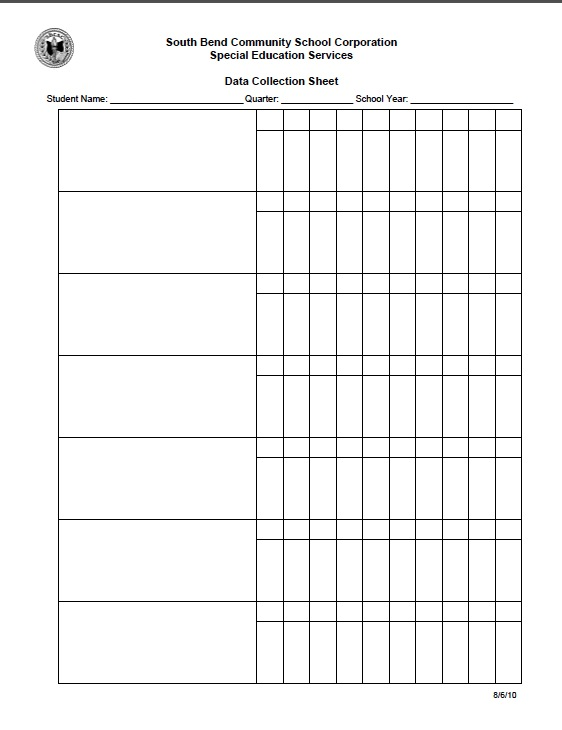 Printable Data Sheets Special Education Shop Fresh