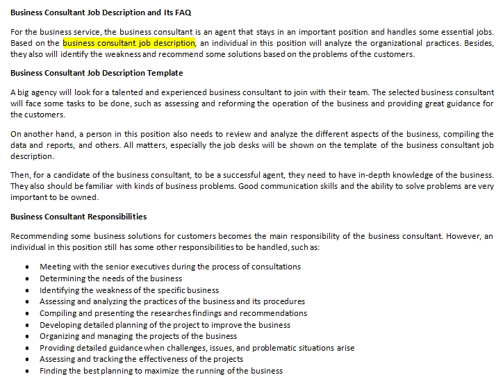 Business Consultant Job Description And Its FAQ Shop Fresh