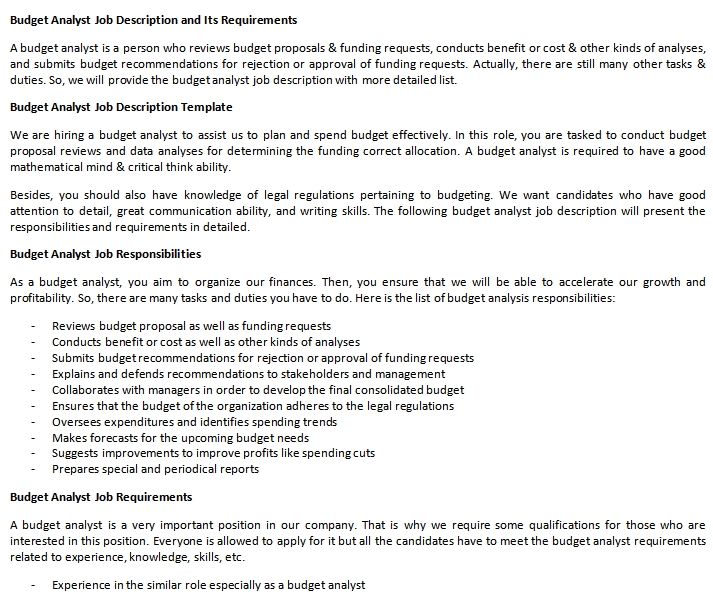 Budget Analyst Job Description And Its Requirements Shop Fresh Budget Analyst Job Description And Its Requirements Shop Fresh