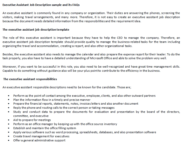 Executive Assistant Job Description Sample And Its FAQs Shop Fresh Executive Assistant Job Description Sample And Its FAQs Shop Fresh