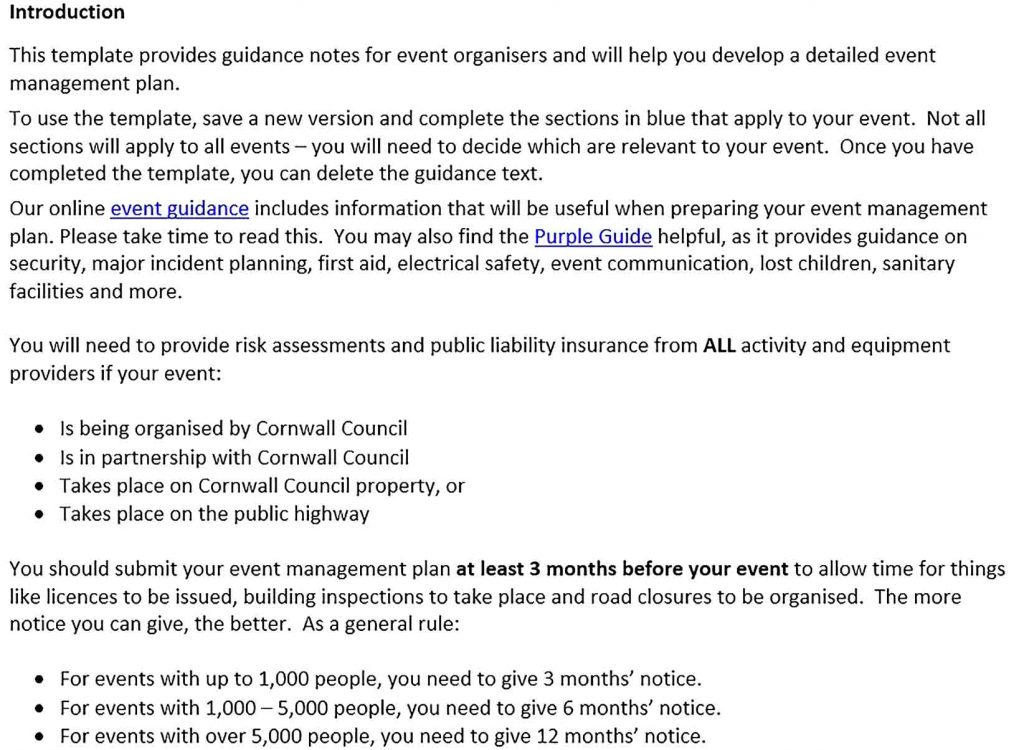 Event Action Plan Template | shop fresh