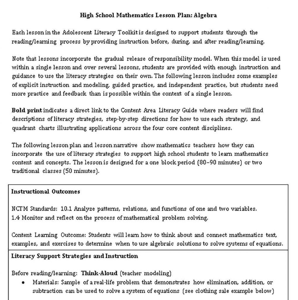 High School Lesson Plan Template | shop fresh