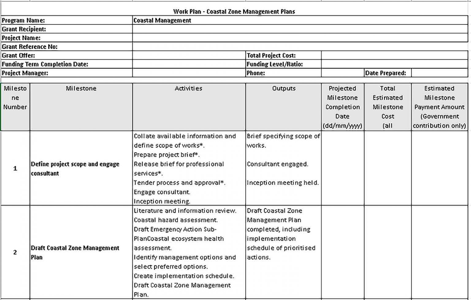 Excel Work Plan Template | shop fresh