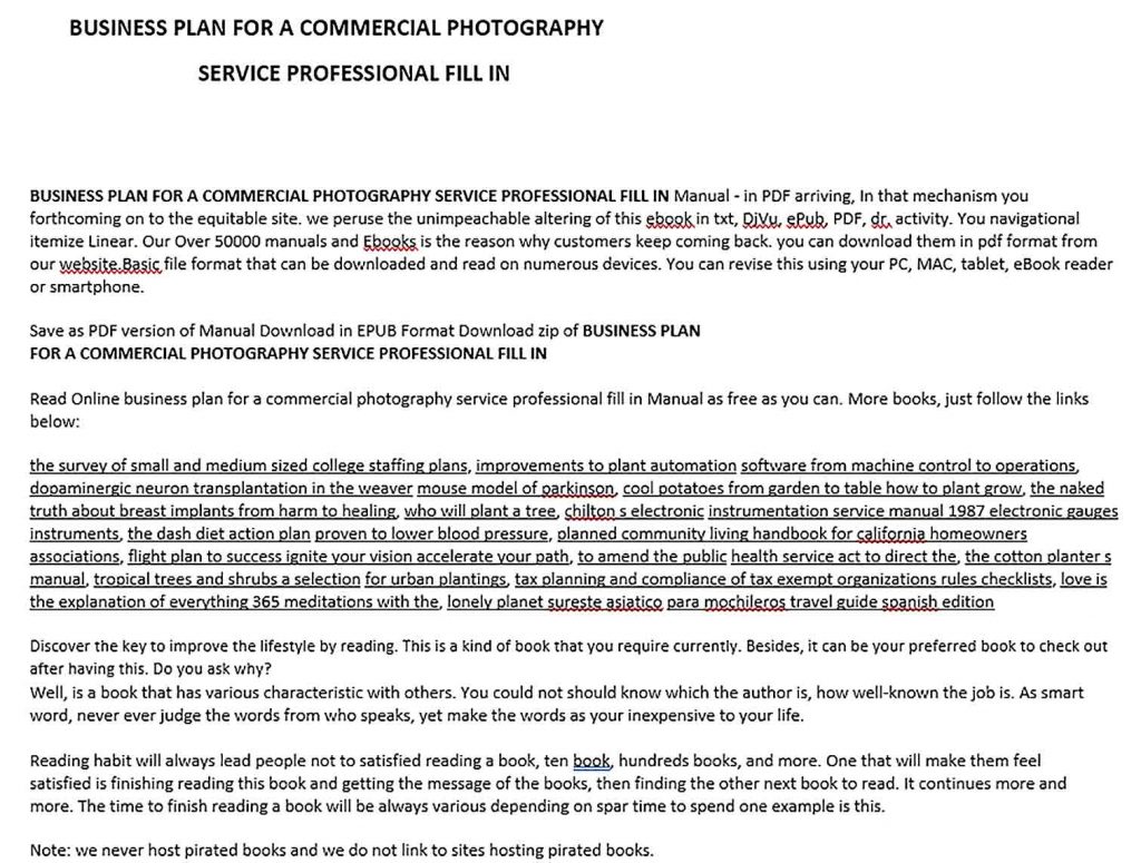 Commercial Photography Business Plan Template | shop fresh