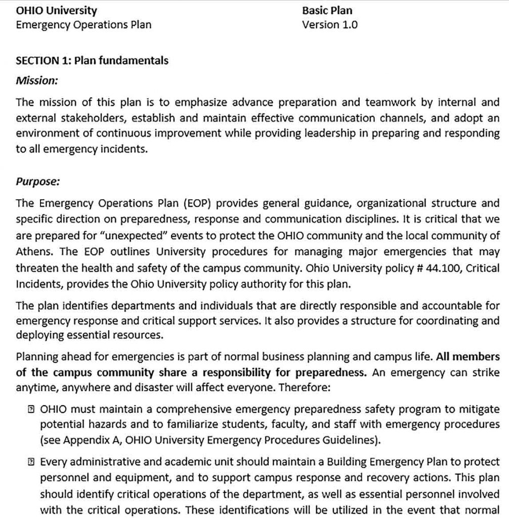 Emergency Operations Plan Template | shop fresh