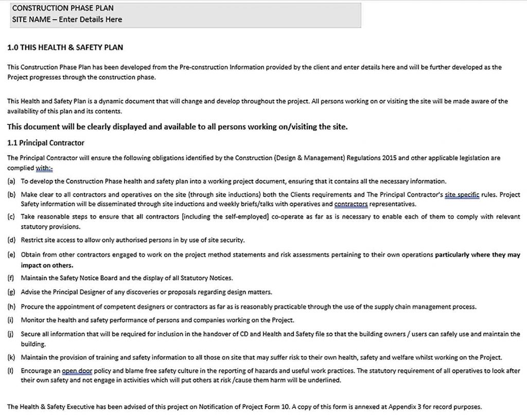 Construction Phase Plan Template | shop fresh