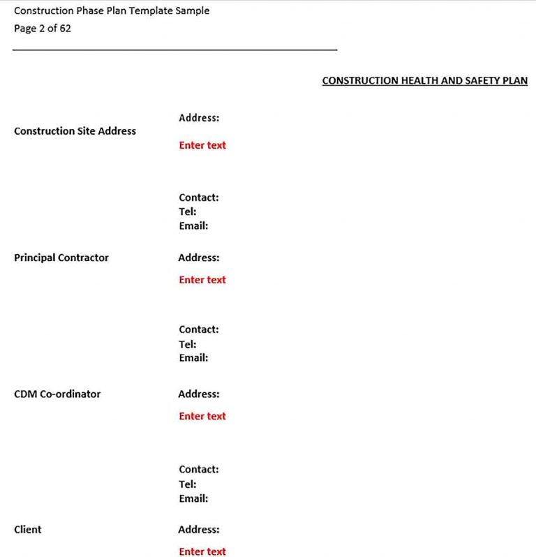 Construction Phase Plan Template | shop fresh