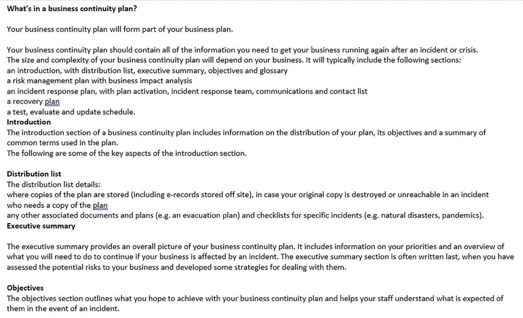 Business Continuity Plan Word Template | shop fresh