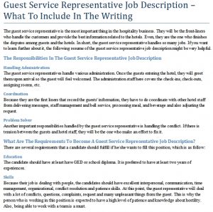 Guest Service Representative Job Description – What To Include In The ...