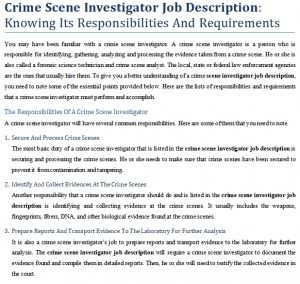 Crime Scene Investigator Job Description: Knowing Its Responsibilities ...