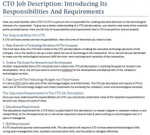 CTO Job Description: Introducing Its Responsibilities And Requirements ...