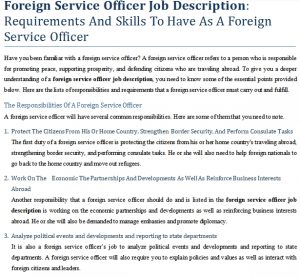Foreign Service Officer Job Description: Requirements And Skills To ...