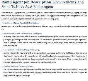 Ramp Agent Job Description: Requirements And Skills To Have As A Ramp ...