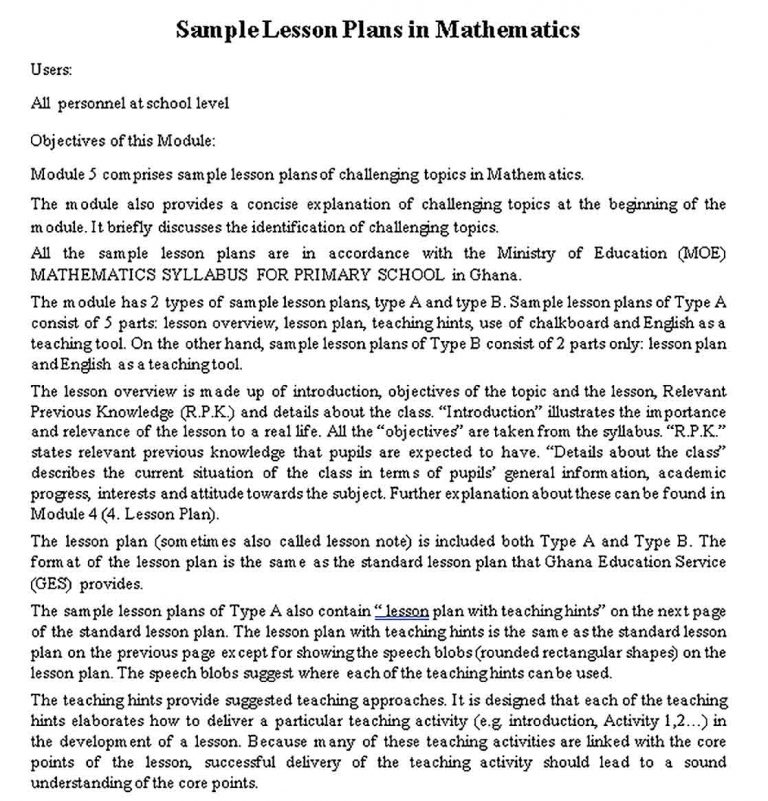 Math Lesson Plan Template | shop fresh