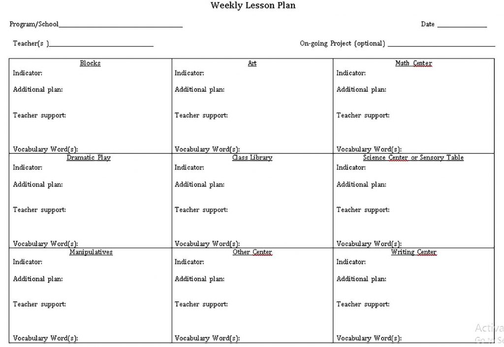 Lesson Plan Template | shop fresh