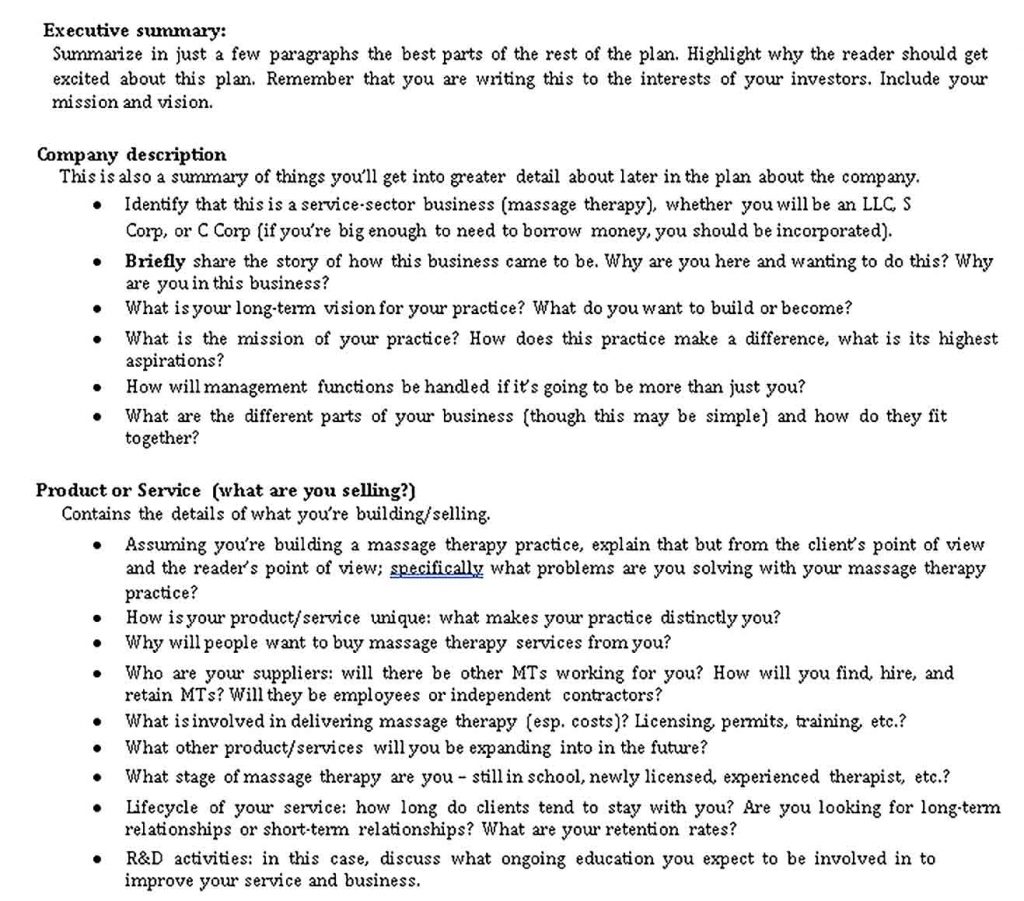 Massage Therapy Business Plan Templates | shop fresh