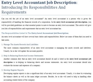 Entry Level Accountant Job Description: Introducing Its ...