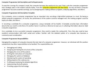 Computer Programmer Job Description and Its Requirements | shop fresh