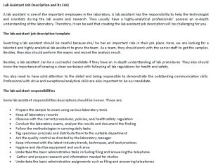 Lab Assistant Job Description and its FAQ | shop fresh