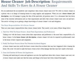 House Cleaner Job Description: Requirements And Skills To Have As A ...
