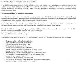 Full Stack Developer Job Description | shop fresh