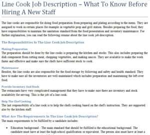 Line Cook Job Description – What To Know Before Hiring A New Staff ...