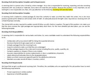 Receiving Clerk Job Description Template and Its Requirements | shop fresh