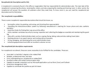 Receptionist Job Description and its FAQ | shop fresh