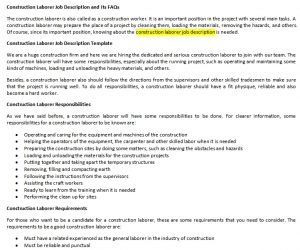Construction Laborer Job Description and Its FAQs | shop fresh