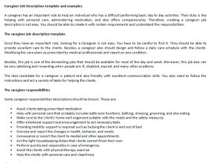 Caregiver Job Description template and examples | shop fresh
