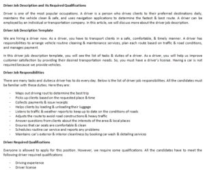 Driver Job Description and Its Required Qualifications | shop fresh