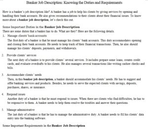 Banker Job Description: Knowing the Duties and Requirements | shop fresh