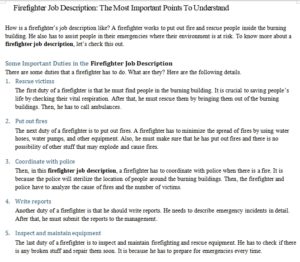 Firefighter Job Description: The Most Important Points To Understand ...
