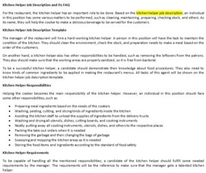 Kitchen Helper Job Description and Its FAQ | shop fresh
