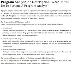 Program Analyst Job Description: What Do You Do To Become A Program ...
