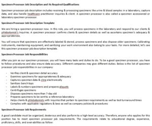 Specimen Processor Job Description and Its Required Qualifications ...