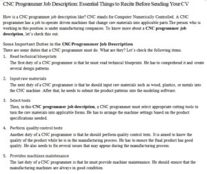 CNC Programmer Job Description: Essential Things to Recite Before Sending Your CV | shop fresh