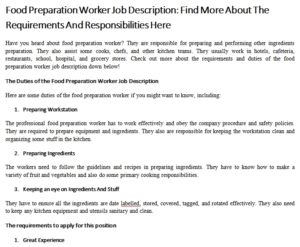 Food Preparation Worker Job Description: Find More About The ...