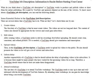 YouTuber Job Description: Information to Recite Before Starting Your ...