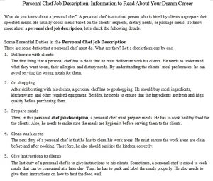 Personal Chef Job Description: Information to Read About Your Dream ...