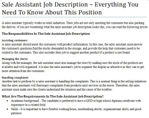 Sale Assistant Job Description – Everything You Need To Know About This ...