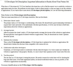 UI Developer Job Description: Important Information to Recite About ...