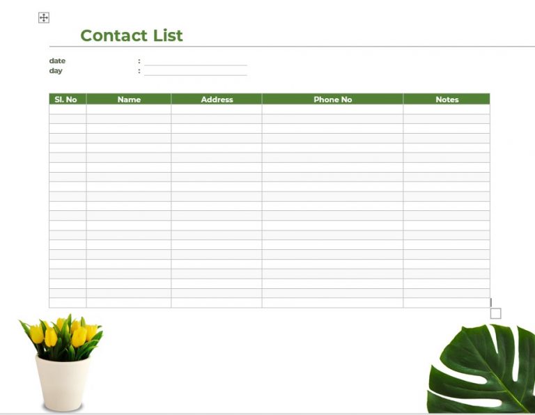 10+ Contact Sheet word template free | shop fresh