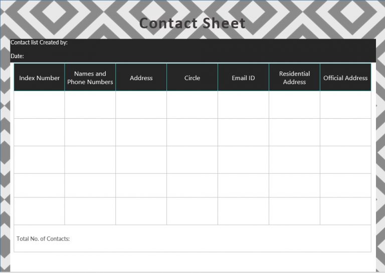 10+ Contact Sheet word template free | shop fresh