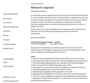 2+ Network Engineer Resume Template | shop fresh